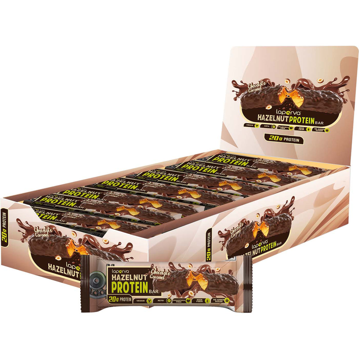 Box of 18 Bars, Laperva Hazelnut Protein Bar, Chocolate Caramel – Welzo GCC
