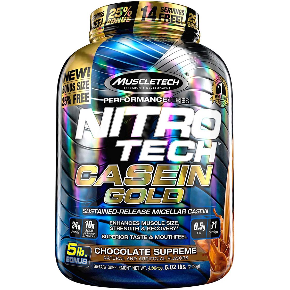 Muscletech Nitro Tech Casein Gold, Chocolate Supreme, 5 LB – Welzo GCC